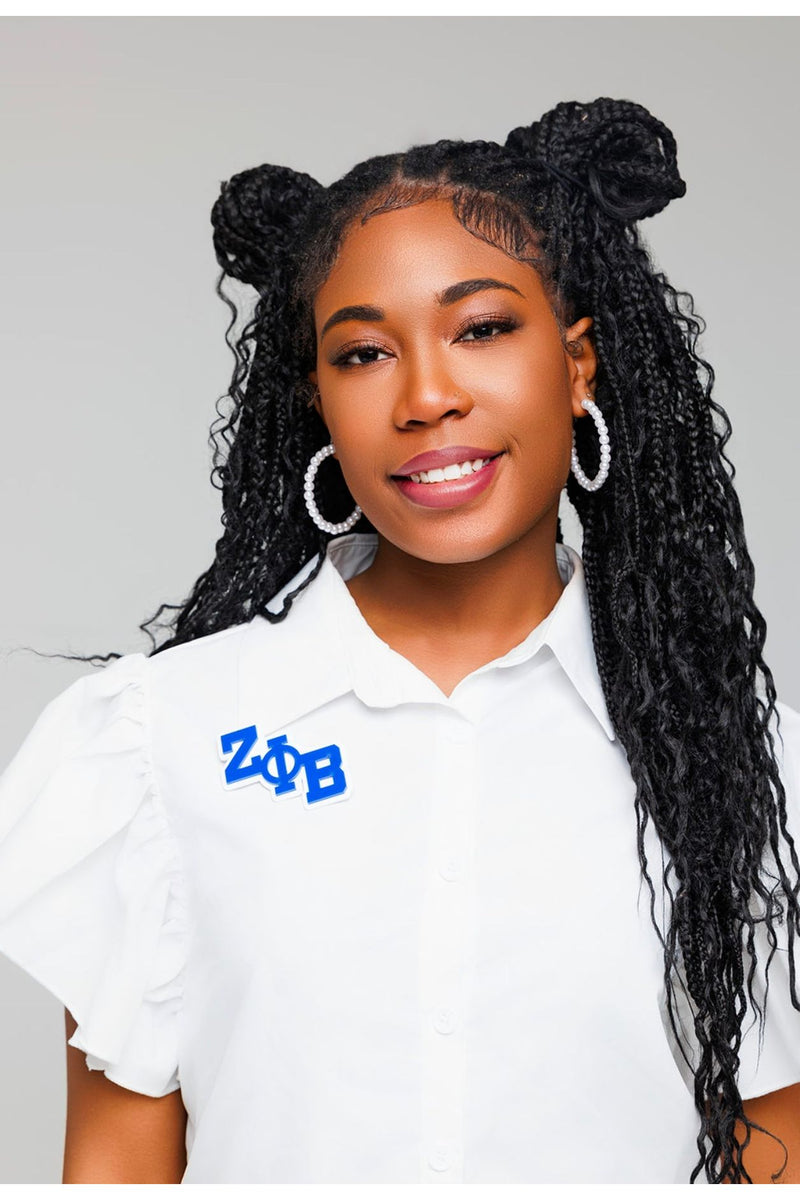 ΖΦΒ Large Greek Letter Lapel Pin – Rosa's Greek Boutique, Inc.