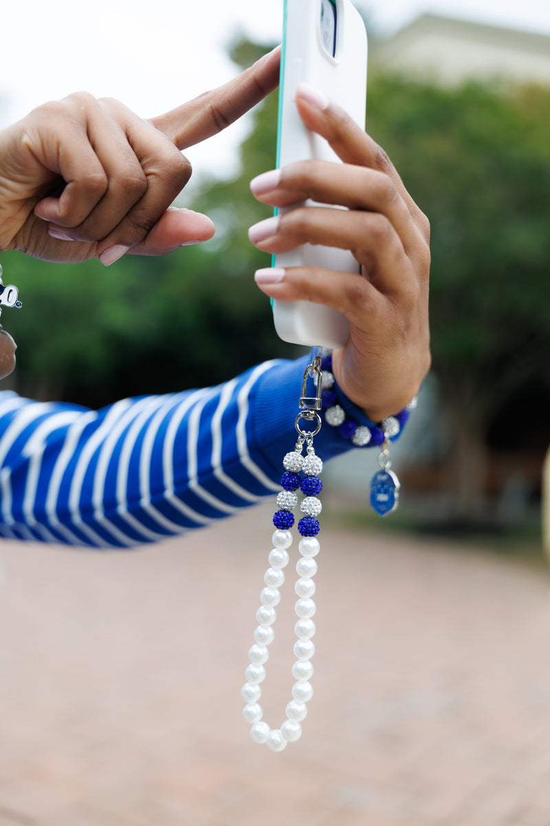 ΖΦΒ Pearl and Bling Phone Charm – Rosa's Greek Boutique, Inc.