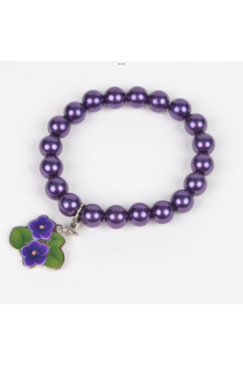 Delta Sigma Theta Purple Pearl Bracelet W/ Violet Charm – Rosa's Greek ...